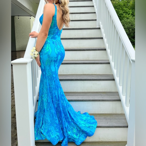 Jovani | Dresses | Jovani 222 Turquoise Prom Dress Sequin Detailing ...